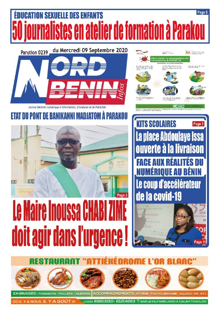 Journal Nord Bénin Info N°0239 du Mercredi 09 Septembre 2020 ...