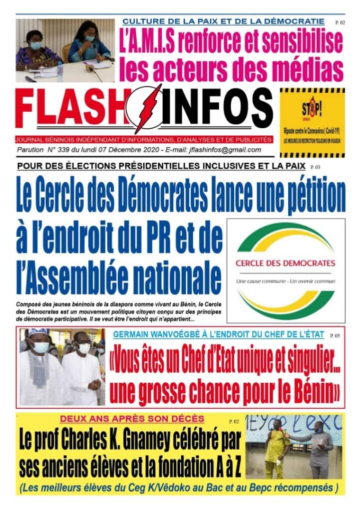 Journal FLASH INFO N° 339 du lundi 7 Décembre 2020 - Librairie CTAD